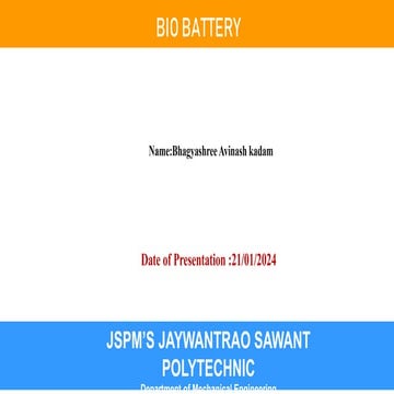 Bio battery power point presentation slide | PPT