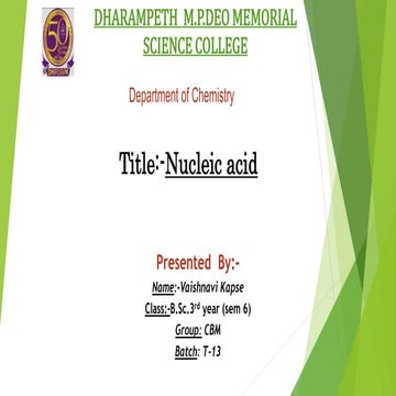 presentation on a nucleic acid in chemistry | PPTX