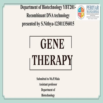 Recombinant DNA technology( gene therapy) | PPTX