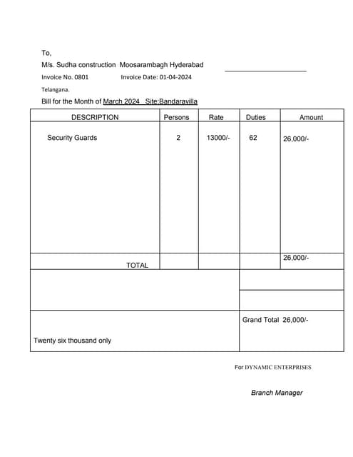Tour Operator Sample Invoices | PDF