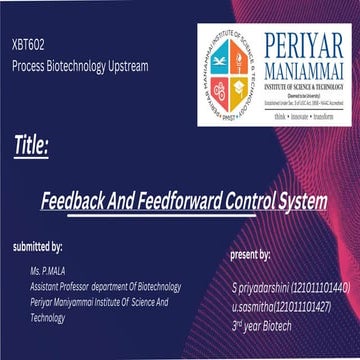 Feedback and Feedforward Control System for Fermentation Process | PPTX