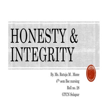 Honesty and integrity in professionalism ..pptx by Rutuja | PPT