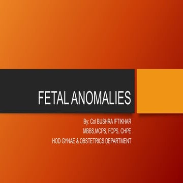 Fetal anomalies signs and symptoms diagnosis and management | PPT