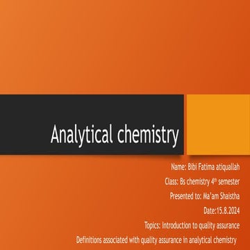 analytical chmistry use in laboratory quality control and qulaity ...