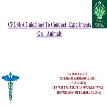 CPCSEA Guidelines To Conduct Experiments On Animals., | PDF