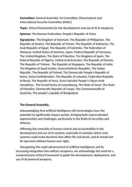 GAMA MUN DISEC RESOLUTION | PDF