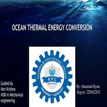 Ocean thermal energy conversion system ( otec) | PPTX | Chemistry | Science