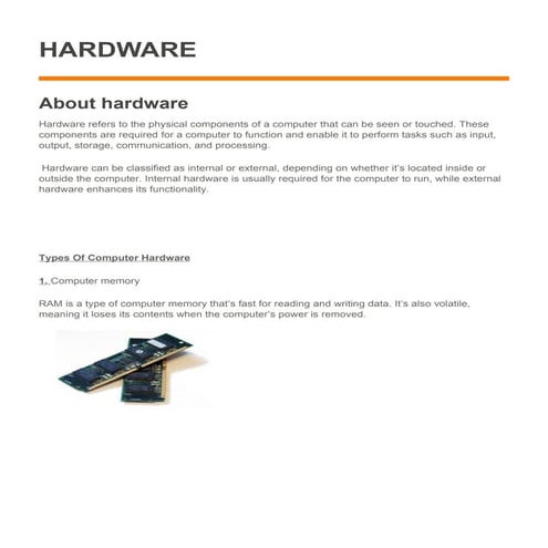 Computer Hardware : external and internal | PDF