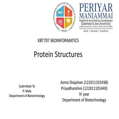 Basics of Protein structure in bioinformatics | PPT