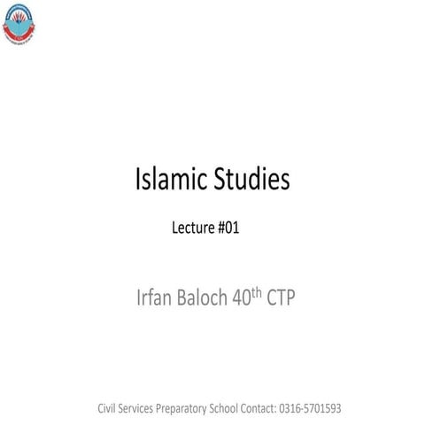 Islamic studies css study notes slides material | PDF