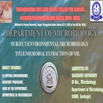 Microbial extraction of oil (Environmental Science) | PPT