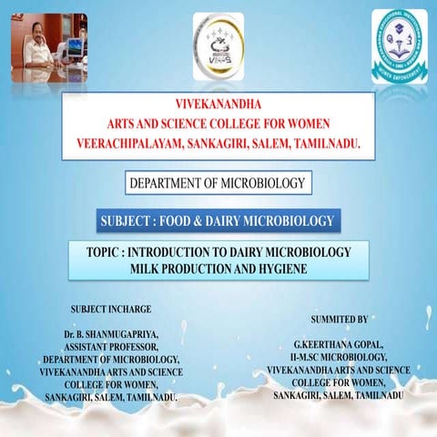 INTRODUCTION TO DAIRY MICROBIOLOGY MILK PRODUCTION AND HYGIENE | PDF