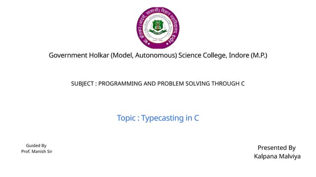 Type casting in c programming | PPTX