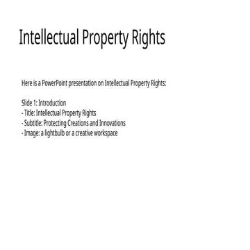 A presentation on Intellectual Property Rights | PPT