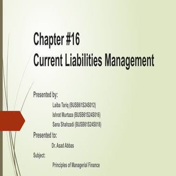 Current liabilities and management presentation of intermediate finance ...