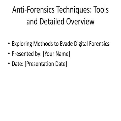 Anti forensic toolkit and how to be safe | PDF