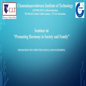 Promoting Harmony in Society and Familys | PDF