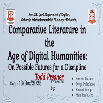 Paper: 208Comparative Literature in the Age of Digital Humanities: On ...