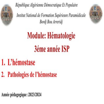 Interprétation d'un bilan d'hémostase TP TCK INR | PPTX