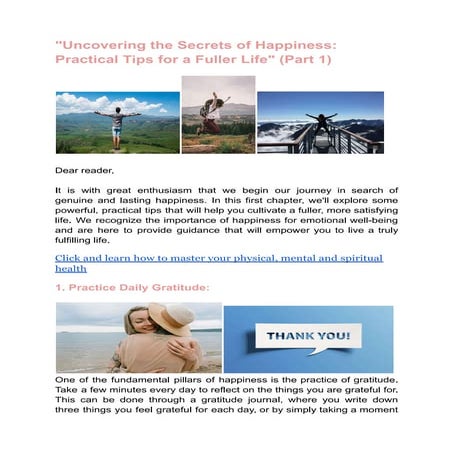 "Uncovering the Secrets of Happiness: Practical Tips for a Fuller Life".pdf