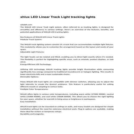 xhlux LED Linear Track Light tracking lights | DOC