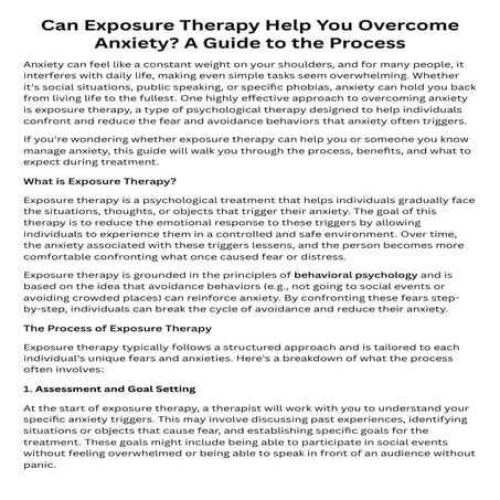 Can Exposure Therapy Help You Overcome Anxiety? A Guide to the Process ...