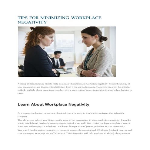 TIPS FOR MINIMIZING WORKPLACE NEGATIVITY | DOCX