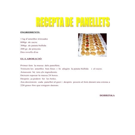 RECEPTA PANELLETS | DOC