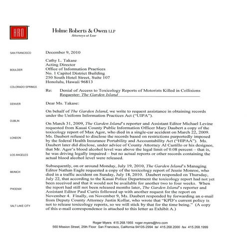 TGI attorney December 2010 letter to OIP | PDF