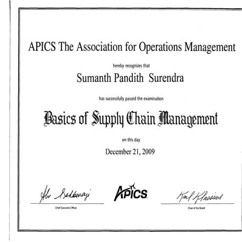 CPIM Supply Chain Certification | PDF