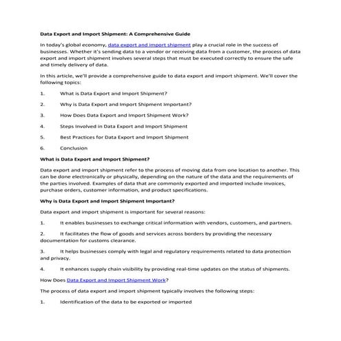 Import Export Data - siomex | PDF