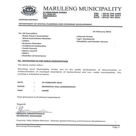 Maruleng municipality Rates and Taxes info | PDF