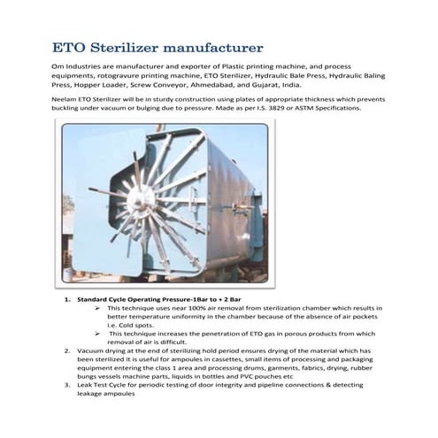 Types of eto sterilizers for eo sterilization | PPTX