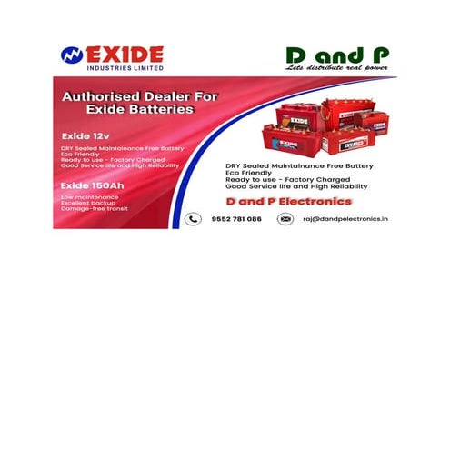 Authorized Battery wholesaler of Batteries like Exide Quanta Rocket in Pune | d and p ...