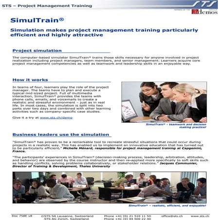 Project management simulator SimulTrain | PDF