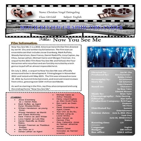 NOW YOU SEE ME 2- MOVIE REVIEW | PDF