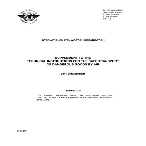 Doc 9284 sup addendum en | PDF