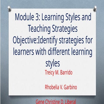 Learning styles and teaching styles pptx | PPTX