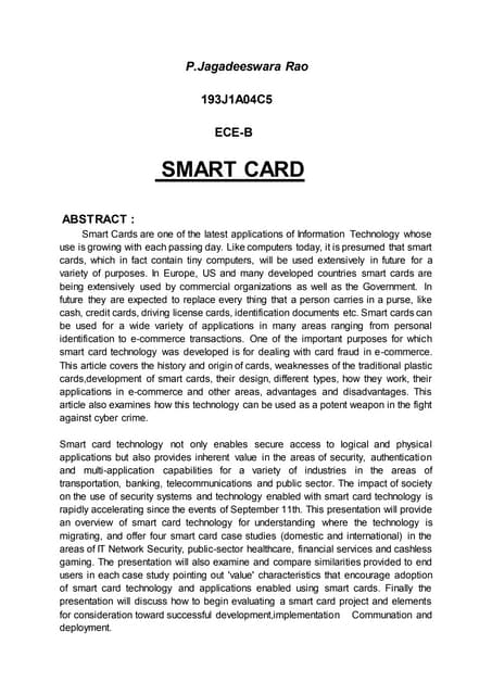 Smart card technology | PPTX