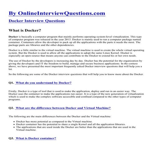 Docker Interview Questions | PDF