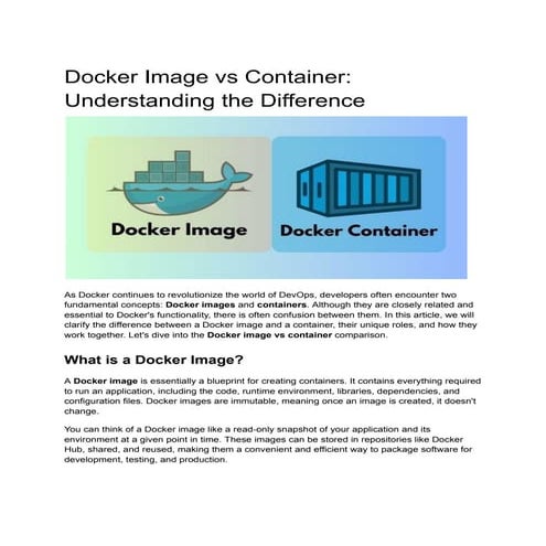 Docker image vs Docker Container: Understanding the difference | PDF