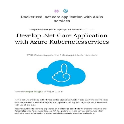 Dockerized Net Core Based App Services In Azure K8s Pdf 7060