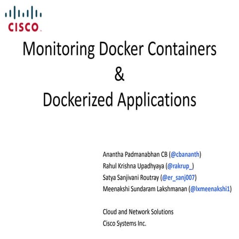 Monitoring Docker Containers And Dockerized Applications Ppt