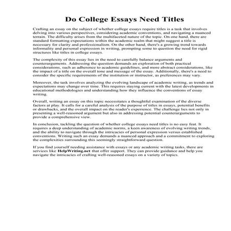 Do College Essays Need Titles | PDF