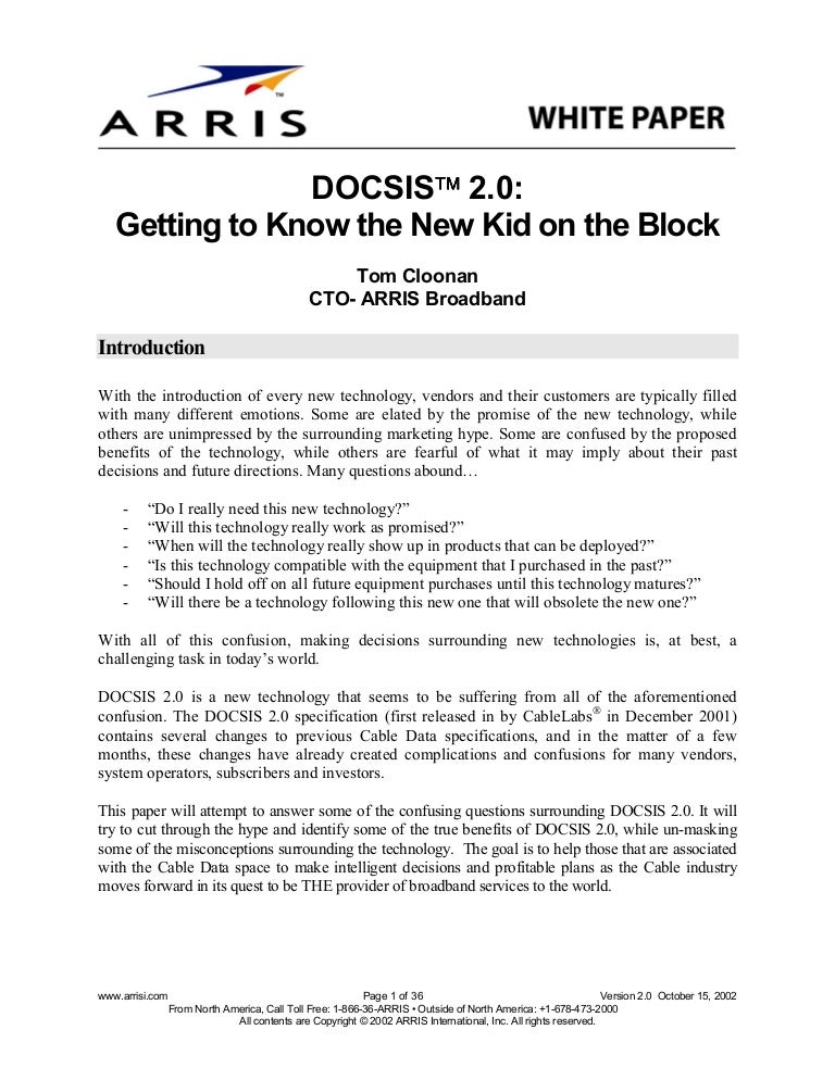 Docsis 20 getting to know
