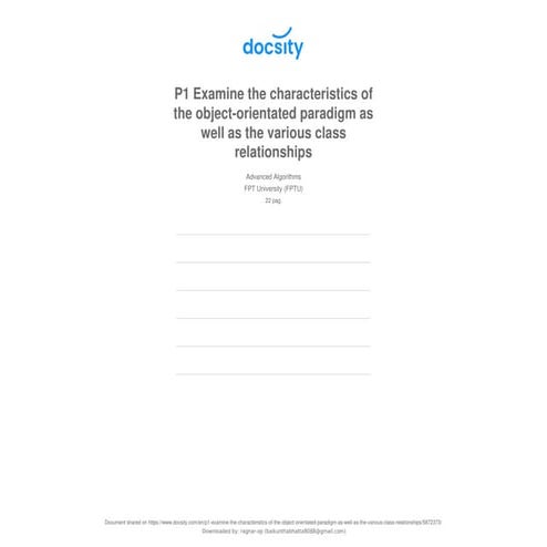 Docsity P1 Examine The Characteristics Of The Object Orientated