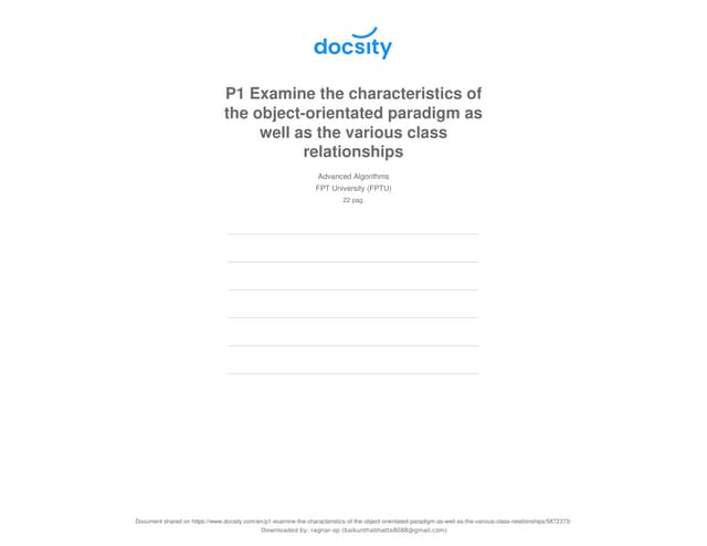 Docsity P1 Examine The Characteristics Of The Object Orientated