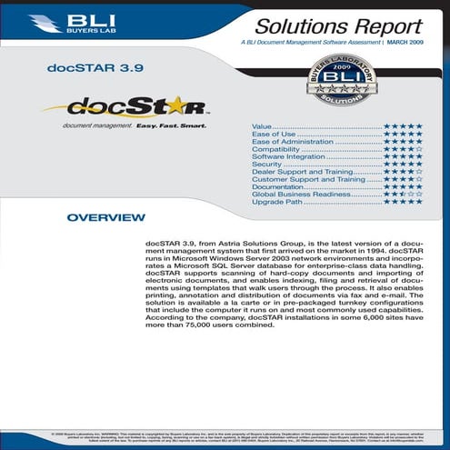 Buyers Lab 2009 Report - docSTAR3.9 | PDF