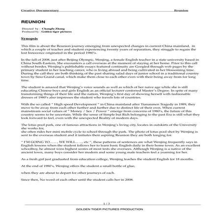 Doc synopsis | PAGES | Video Production | Content Production