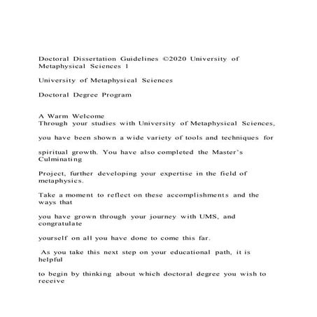 Doctoral Dissertation Guidelines ©2020 University of Metaphysi | DOCX
